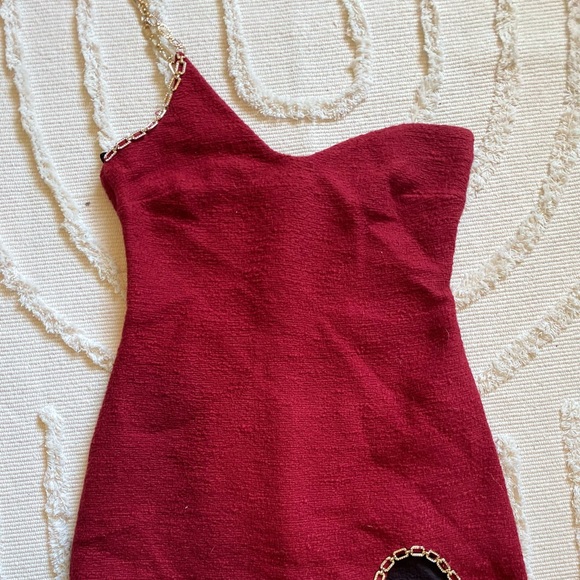 Zara | Dresses | Zara Red Body Con Dress With Chains | Poshmark